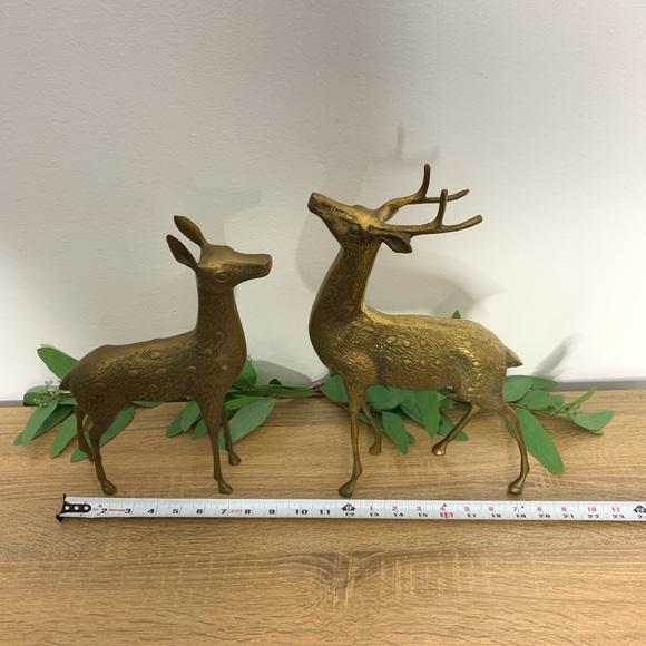 Vintage | Accents | Large Vintage Brass Deer Buck And Doe Set Of 2 ...